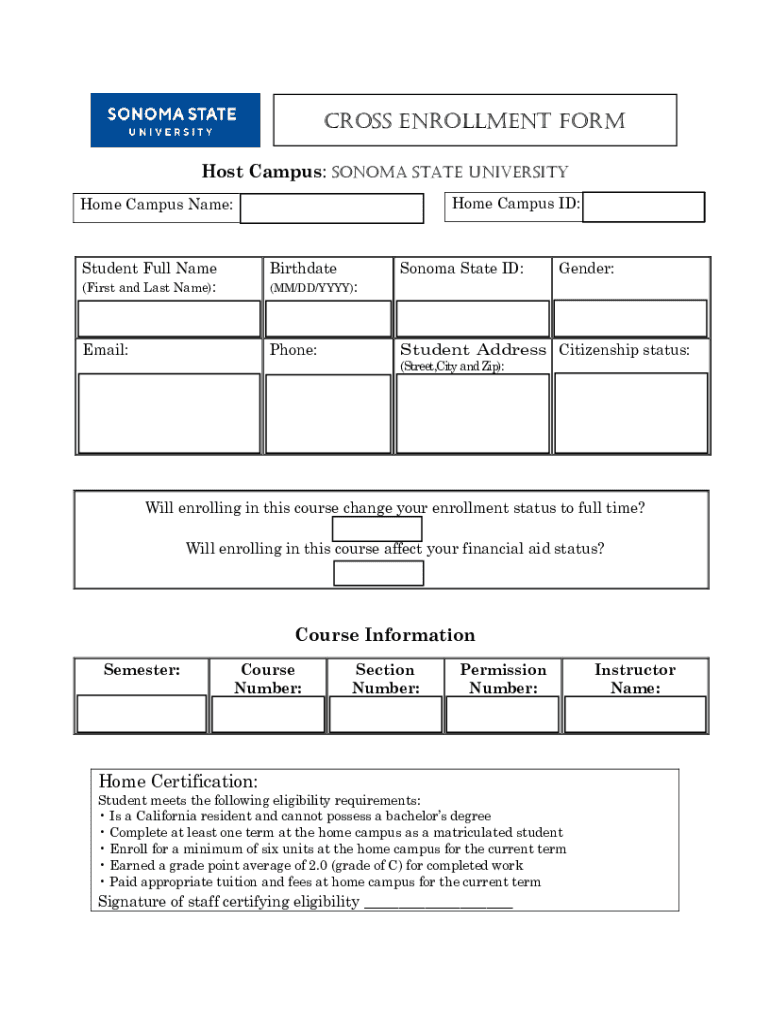 Fillable Online CroSS enroLLment Form Fax Email Print - pdfFiller
