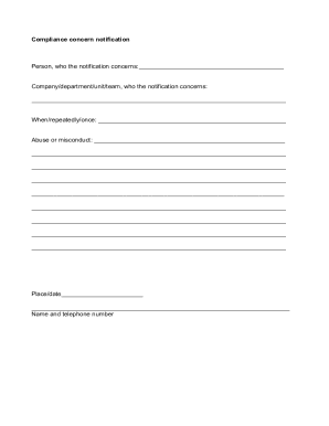 Fillable Online Compliance concern notification Fax Email Print - pdfFiller