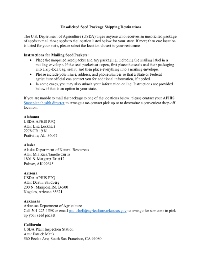 Fillable Online USDA Provides List of Locations by State Where Public ...