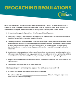 Fillable Online Geocaching Permit Form (PDF) Fax Email Print - pdfFiller
