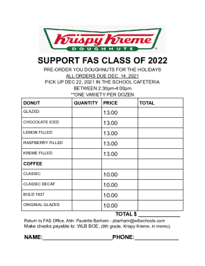 Fillable Online Krispy Kreme Order Form Fax Email Print - pdfFiller