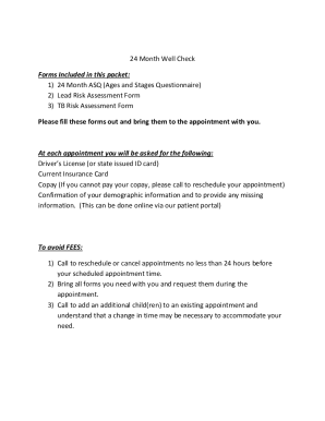 Fillable Online 24 Month Well Check Forms Included in this packet Fax ...