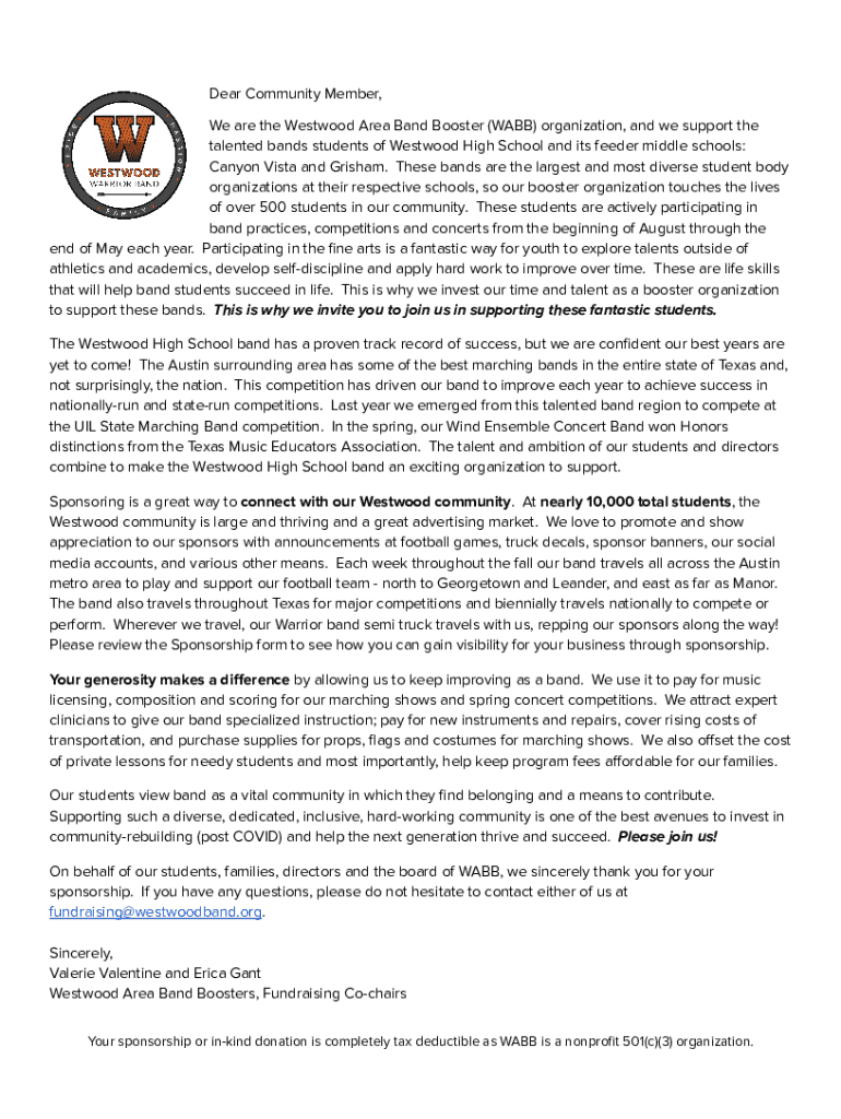 Fillable Online Dear Community Member, We are the ... Fax Email Print ...