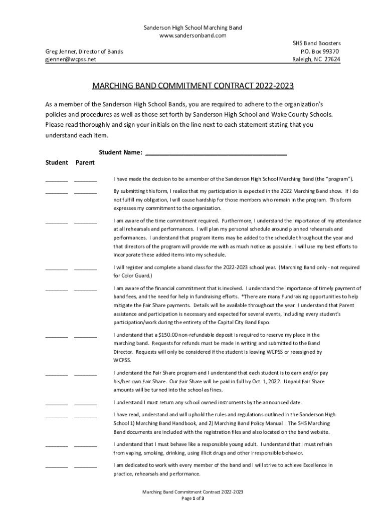 Fillable Online Marching Band Forms Fax Email Print - pdfFiller