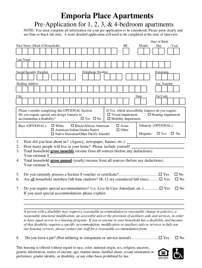 Fillable Online Fillable EMPORIA PLACE APARTMENTS Brand New 1, 2, 3 Fax Email Print - pdfFiller