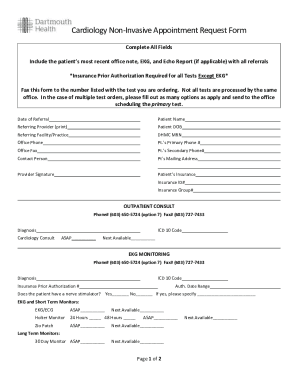 Fillable Online Cardiology Referral Form - Non-Invasive Appointment ...