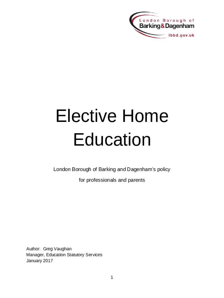 Elective Home Education Doc Template | pdfFiller