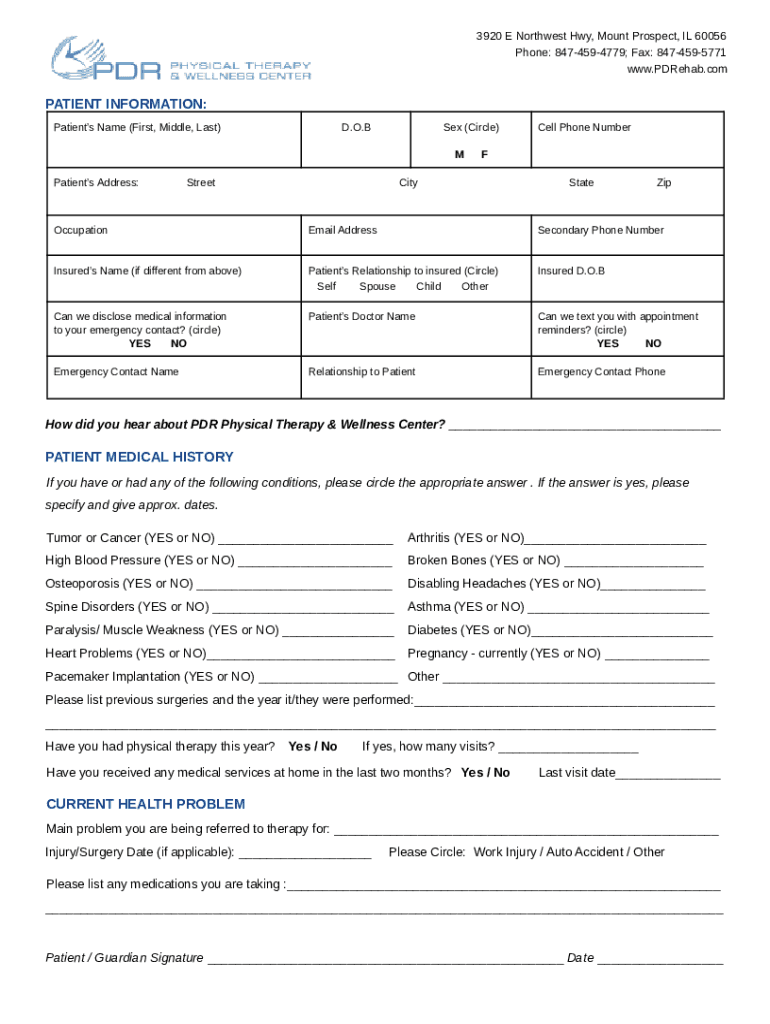 Fillable Online Patient Intake Forms (EN)2022 Fax Email Print - pdfFiller
