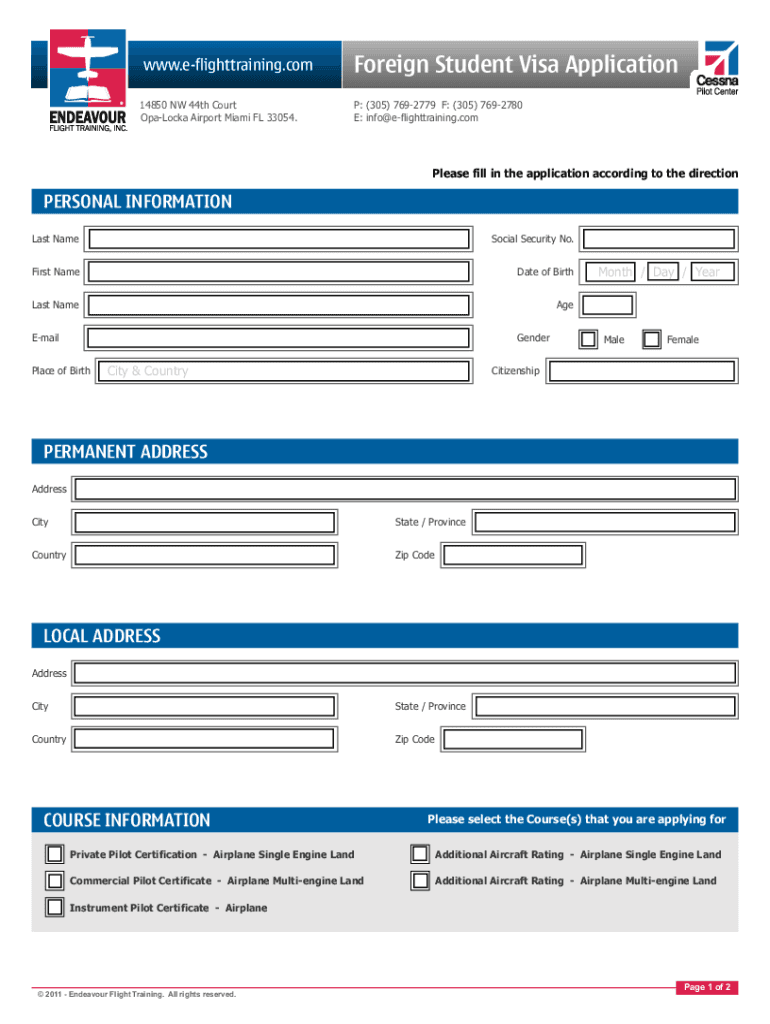 Fillable Online Foreign Student Visa Application Fax Email Print ...