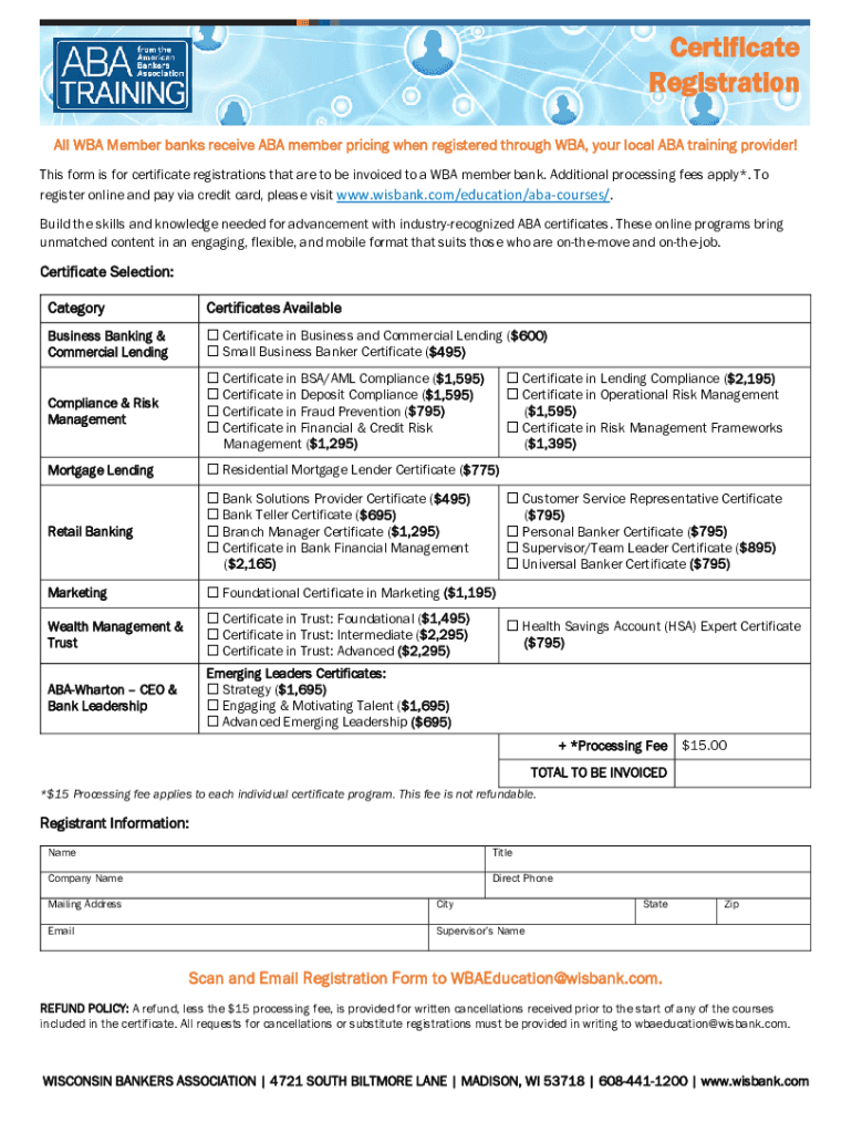 Fillable Online ABA ONLINE CERTIFICATES Fax Email Print - pdfFiller