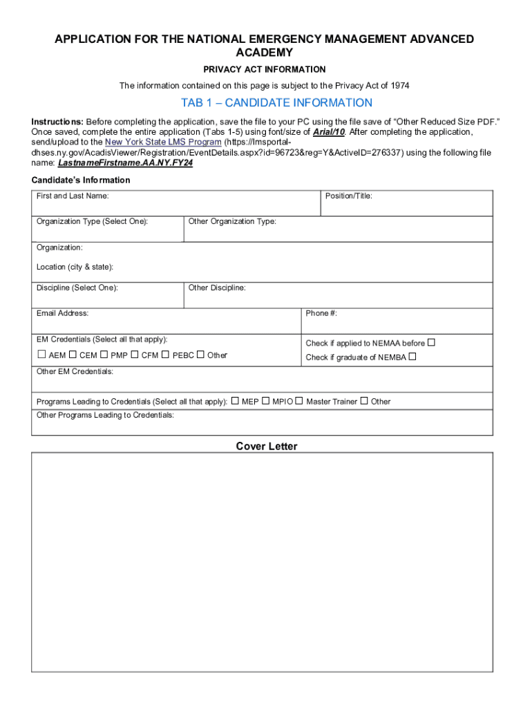 Fillable Online training fema NFA Short Form Fax Email Print - pdfFiller
