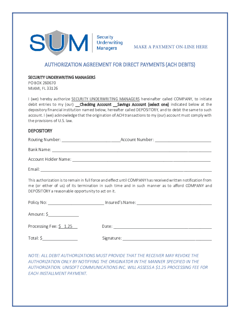 Fillable Online Security Underwriting ManagersSecuring Your Peace of ...