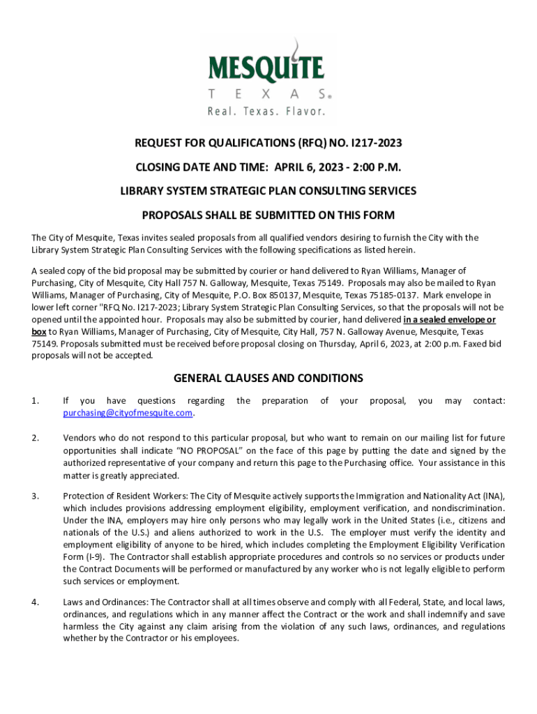 Fillable Online Request for Proposal: Professional Strategic Planning ...