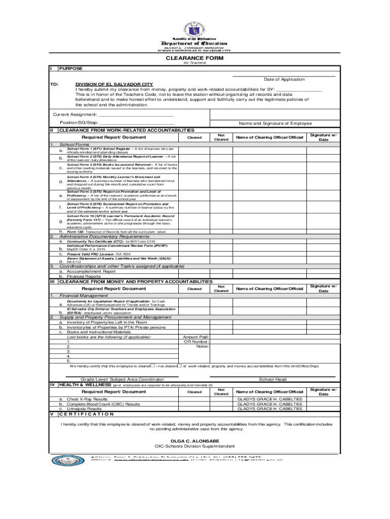Fillable Online CLEARANCE FORM TO Fax Email Print - pdfFiller