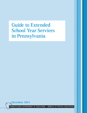 Fillable Online Guide to Extended School Year Services in Pennsylvania ...