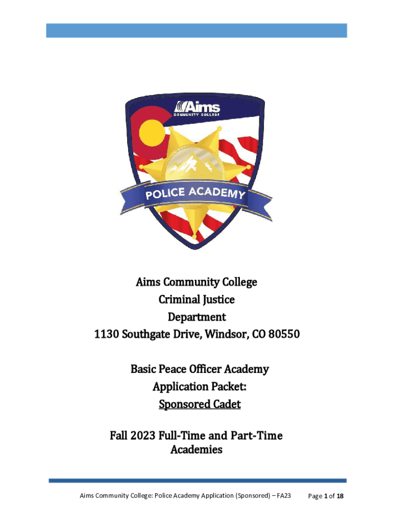 Fillable Online Free fillable Aims Police Academy Application Packet ...