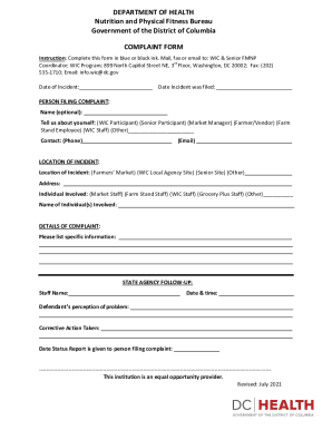 Fillable Online dchealth dc Complaint Form2021.pdf - DC Health - DC.gov ...