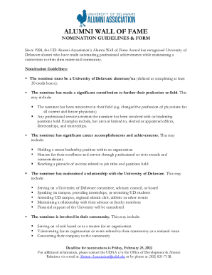 Fillable Online Alumni Wall of Fame. alumni wall of fame nomination ...