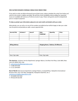 Fillable Online Nature Portfolio Journals: Sample copy order form Fax Email Print - pdfFiller