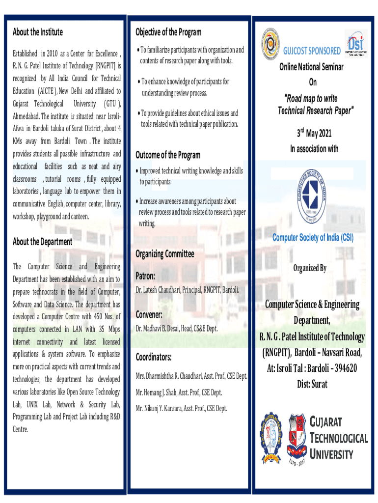 Fillable Online R.N.G. Patel Institute of Technology (RNGPIT) Student ...