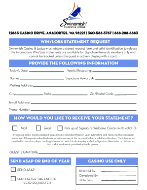 Fillable Online Win/loss Statement Request Fax Email Print - pdfFiller