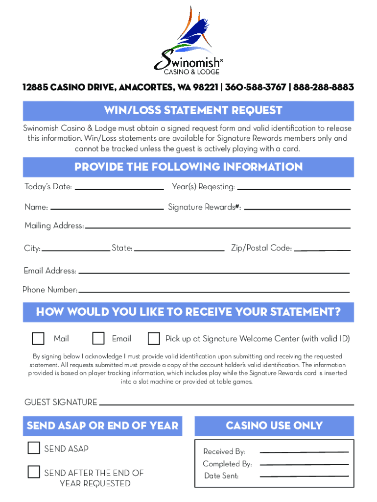 Fillable Online Win/loss Statement Request Fax Email Print - pdfFiller