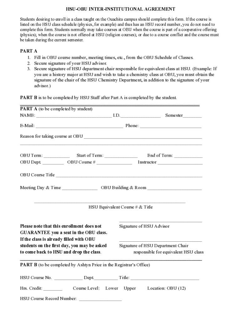 Fillable Online hsu-obu inter-institutional agreement Fax Email Print ...