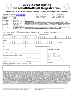 Fillable Online Baseball/Softball Registration Fax Email Print - pdfFiller