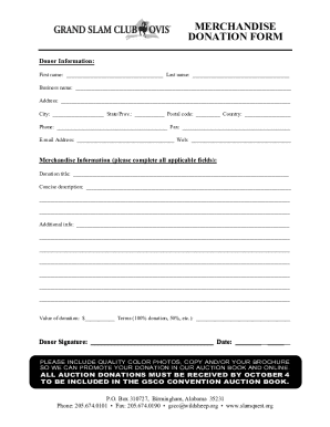Fillable Online MERCHANDISE DONATION FORM Fax Email Print - pdfFiller