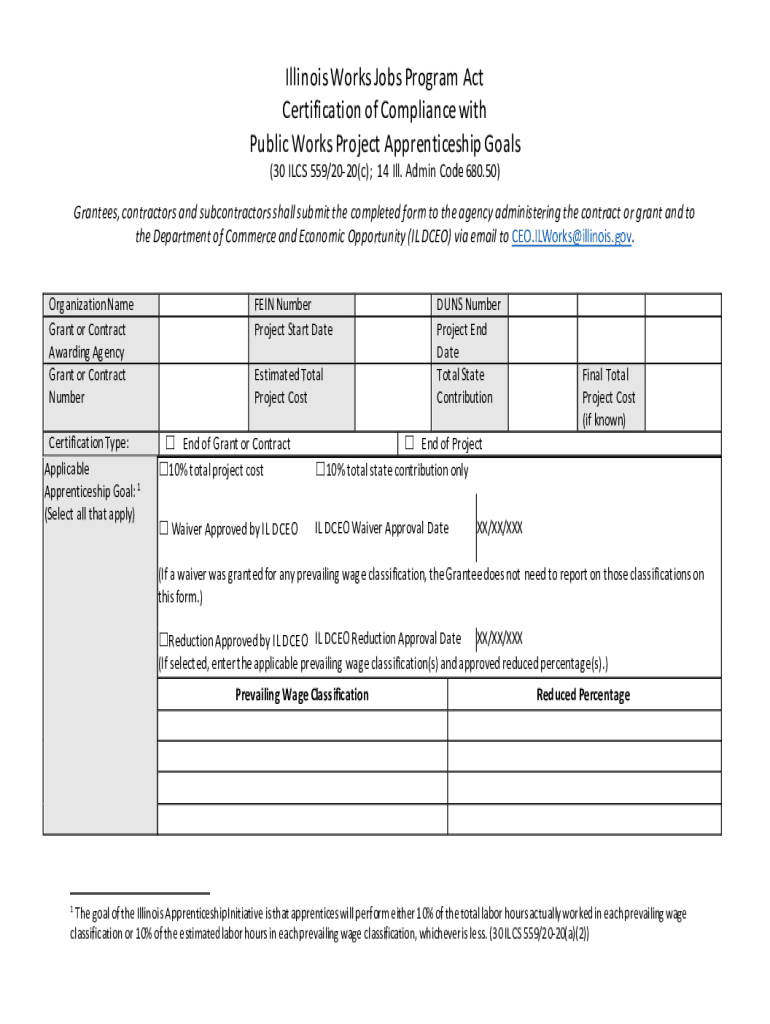 Fillable Online Illinois Works Apprenticeship Initiative Certification ...