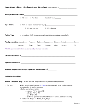 Fillable Online Job Responsibilities Worksheet - Human Resources Fax ...
