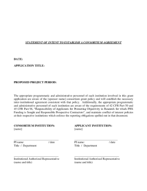 Fillable Online STATEMENT OF INTENT TO ESTABLISH A CONSORTIUM AGREEMENT ...