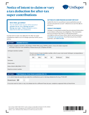 Fillable Online Notice of intent to claim or vary a tax deduction for ...