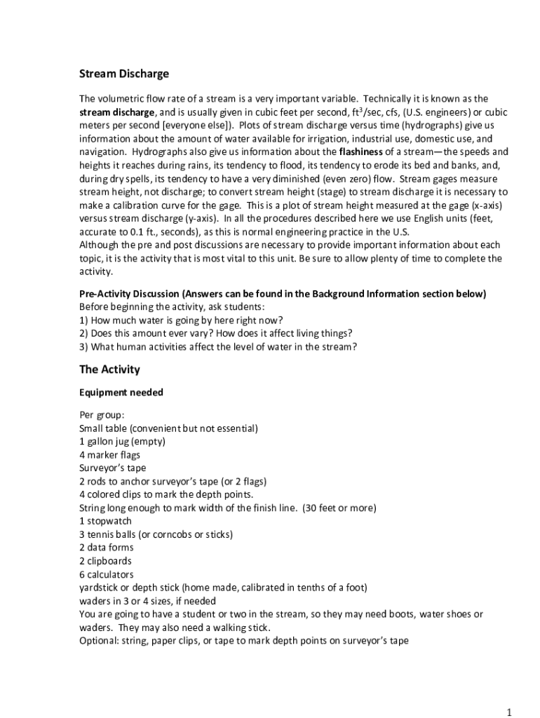 Fillable Online How Streamflow is MeasuredU.S. Geological Survey Fax ...