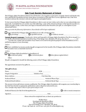 Fillable Online Oak Trust Society Statement of Intent Fax Email Print - pdfFiller