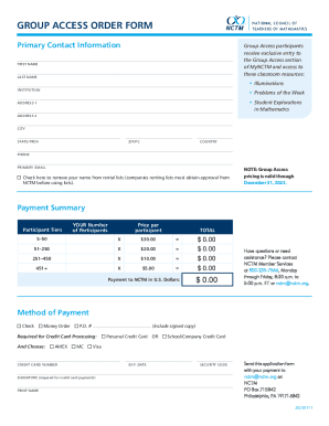 Fillable Online GROUP ACCESS ORDER FORM Fax Email Print - pdfFiller