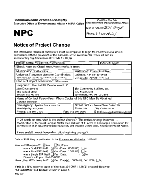 Fillable Online CHAPTER 9 NOTICE OF PROJECT CHANGE REQUEST ... Fax ...