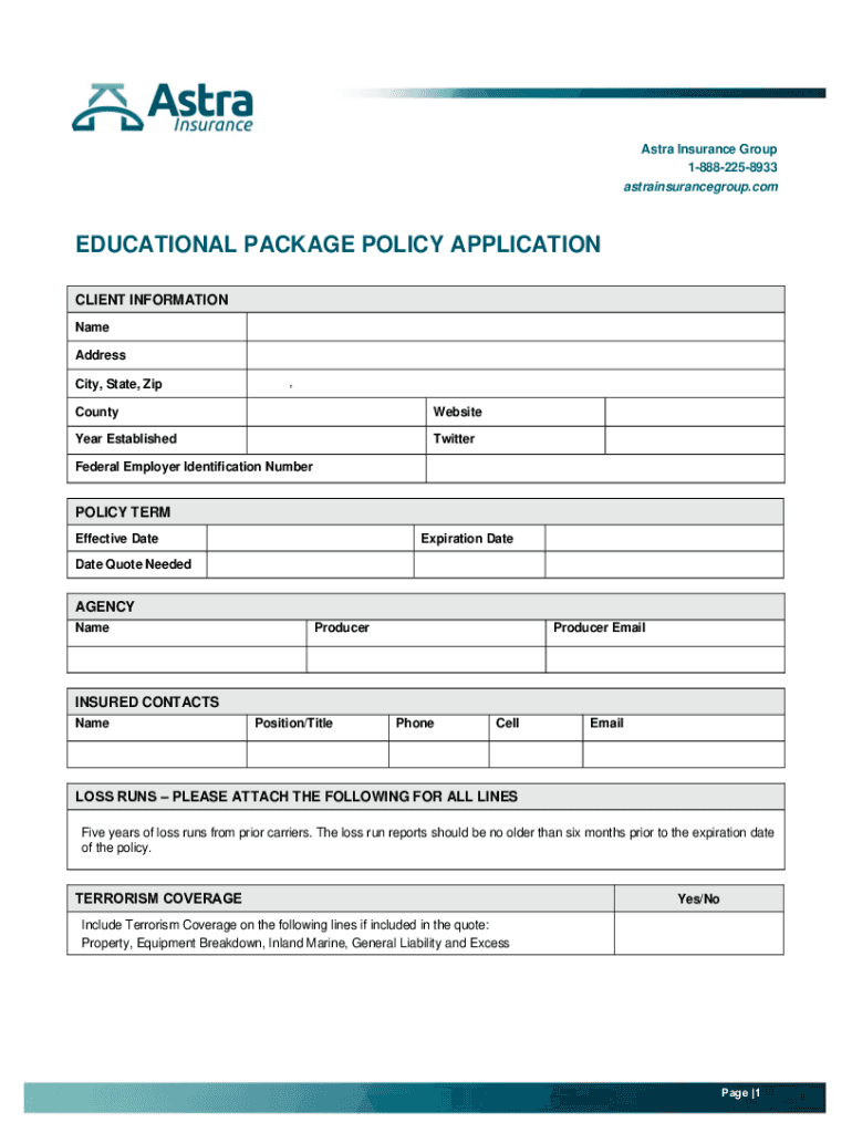 Fillable Online Astra Insurance GroupSafeguarding tomorrow, every day ...
