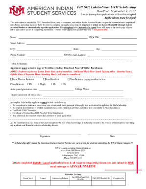 Fillable Online UNM Alumni Asociation Scholarship Application Guide Fax ...