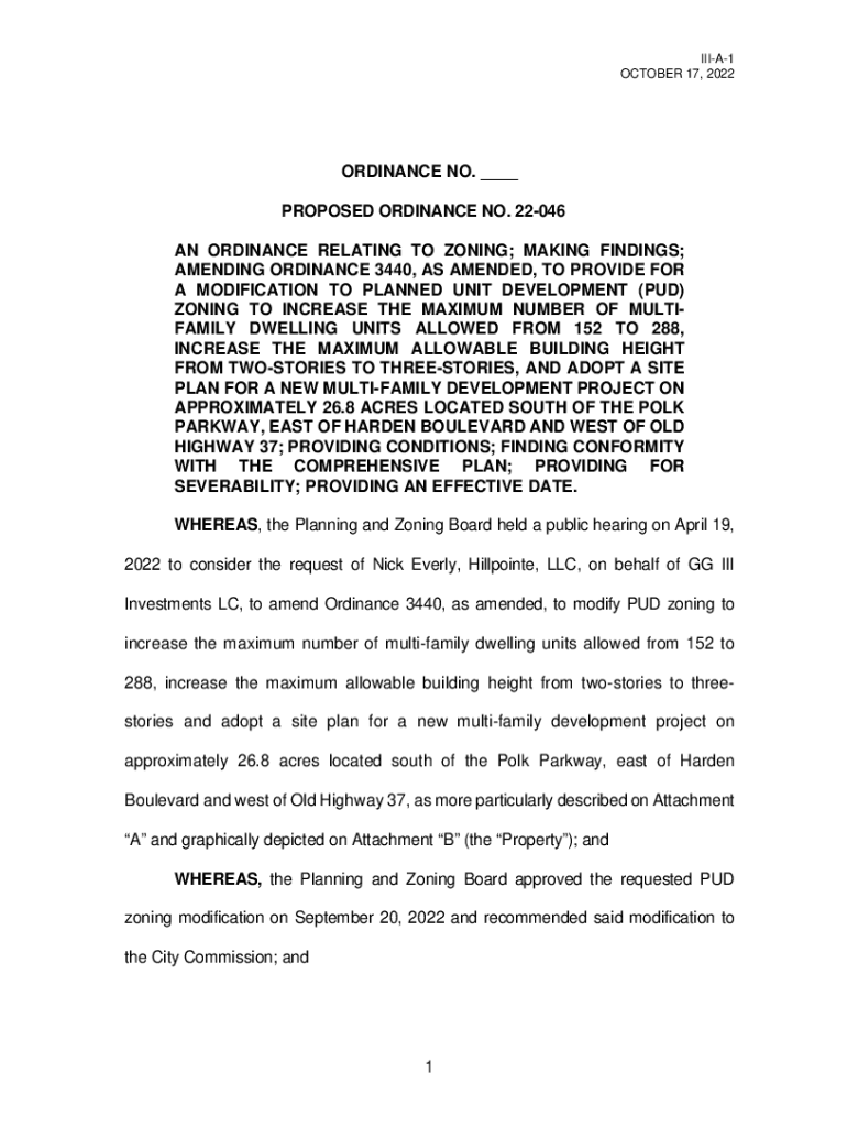 Fillable Online 1 ORDINANCE NO.PROPOSED ... Fax Email Print - pdfFiller