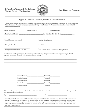 Fillable Online Appeal of Alarm Fee Assessment, Penalty, or License ...