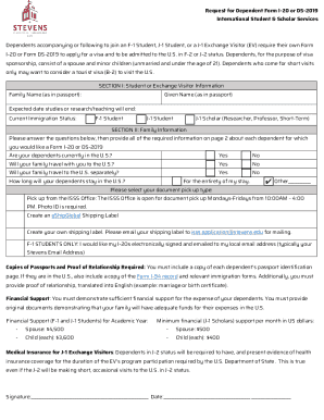 Fillable Online Dependent I-20 or DS-2019 Request Form Fax Email Print ...
