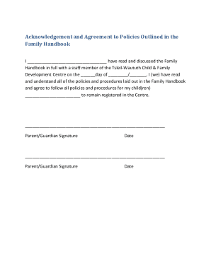 Fillable Online Handbook Acknowledgement Sample Clauses Fax Email Print - pdfFiller