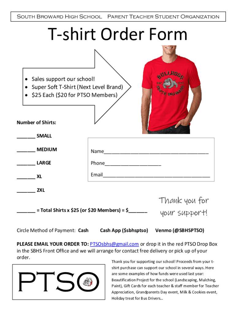 Fillable Online PTSO Shirt PTSO Squad Shirt Parent Teacher Student Fax ...