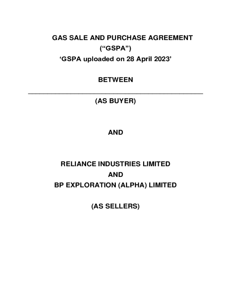 Fillable Online Gas Sale and Purchase Agreement Essar Exploration ...