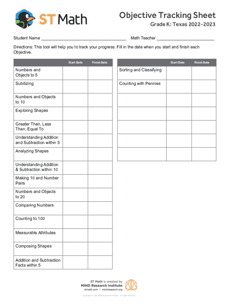 Fillable Online Objective Tracking Sheet Fax Email Print - pdfFiller