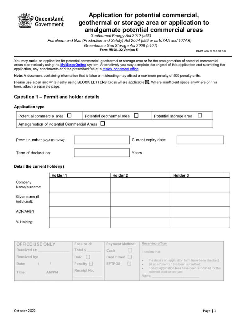 Fillable Online Application for potential commercial, geothermal or ...