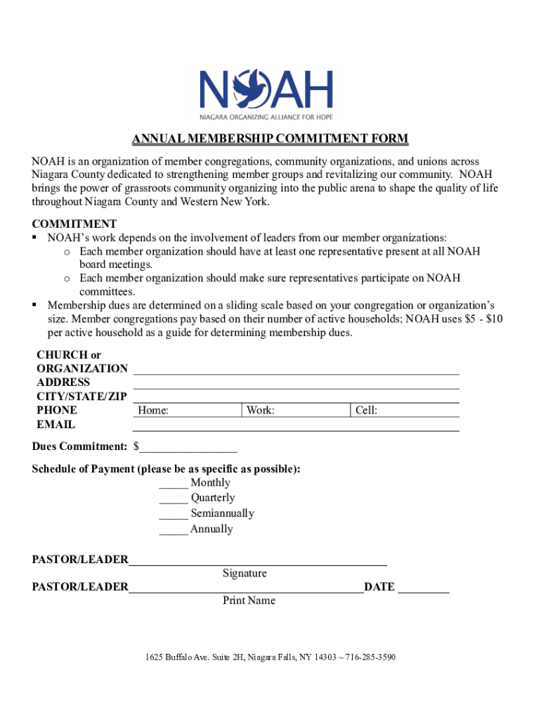 Fillable Online ANNUAL MEMBERSHIP COMMITMENT FORM Fax Email Print - pdfFiller