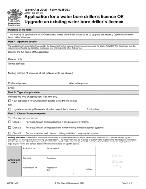 Fillable Online Form W2F021 - Application for a water bore driller's licence ... Fax Email Print ...