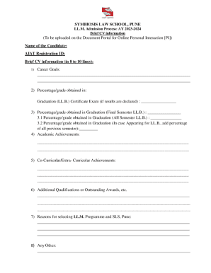 Fillable Online SYMBIOSIS LAW SCHOOL, PUNE (To be uploaded on the ...